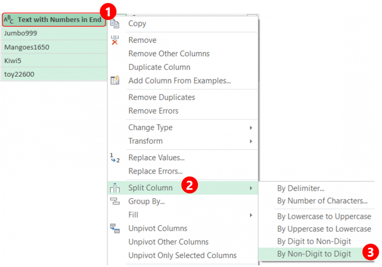 Separate numbers from text in Excel and Power Query - Goodly