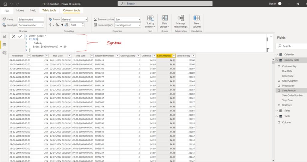 Understanding the DAX Filter Function- Syntax - Goodly